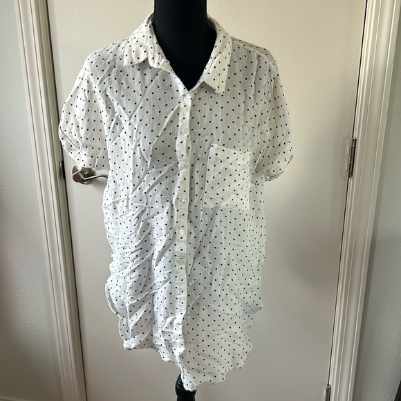 vixbe | Tops | Black White Polka Dot Button Down Shirt | Poshmark